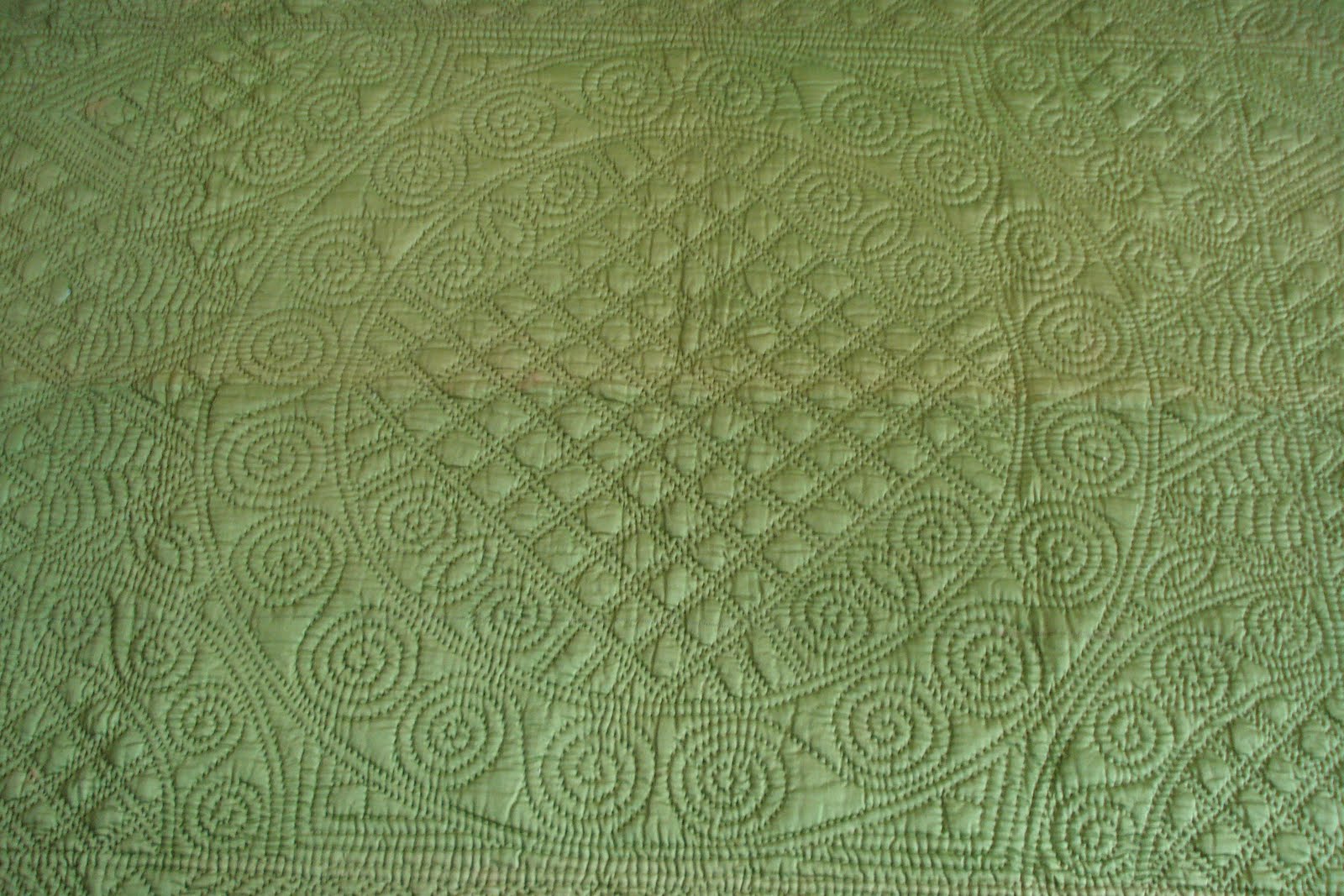 Welsh Quilts: Green and Gold wholecloth Welsh Quilt