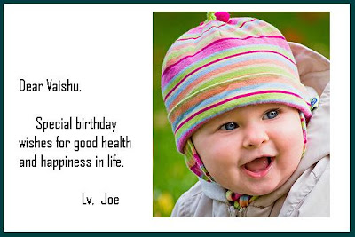 DEAR JOE: HAPPY BIRTHDAY Vaishu!