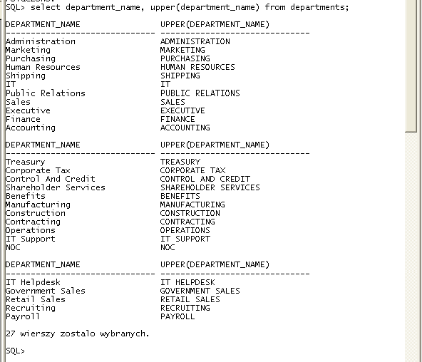 O Oracle Ludzkim Głosem Kurs Oracle Sql Funkcje Znakowe