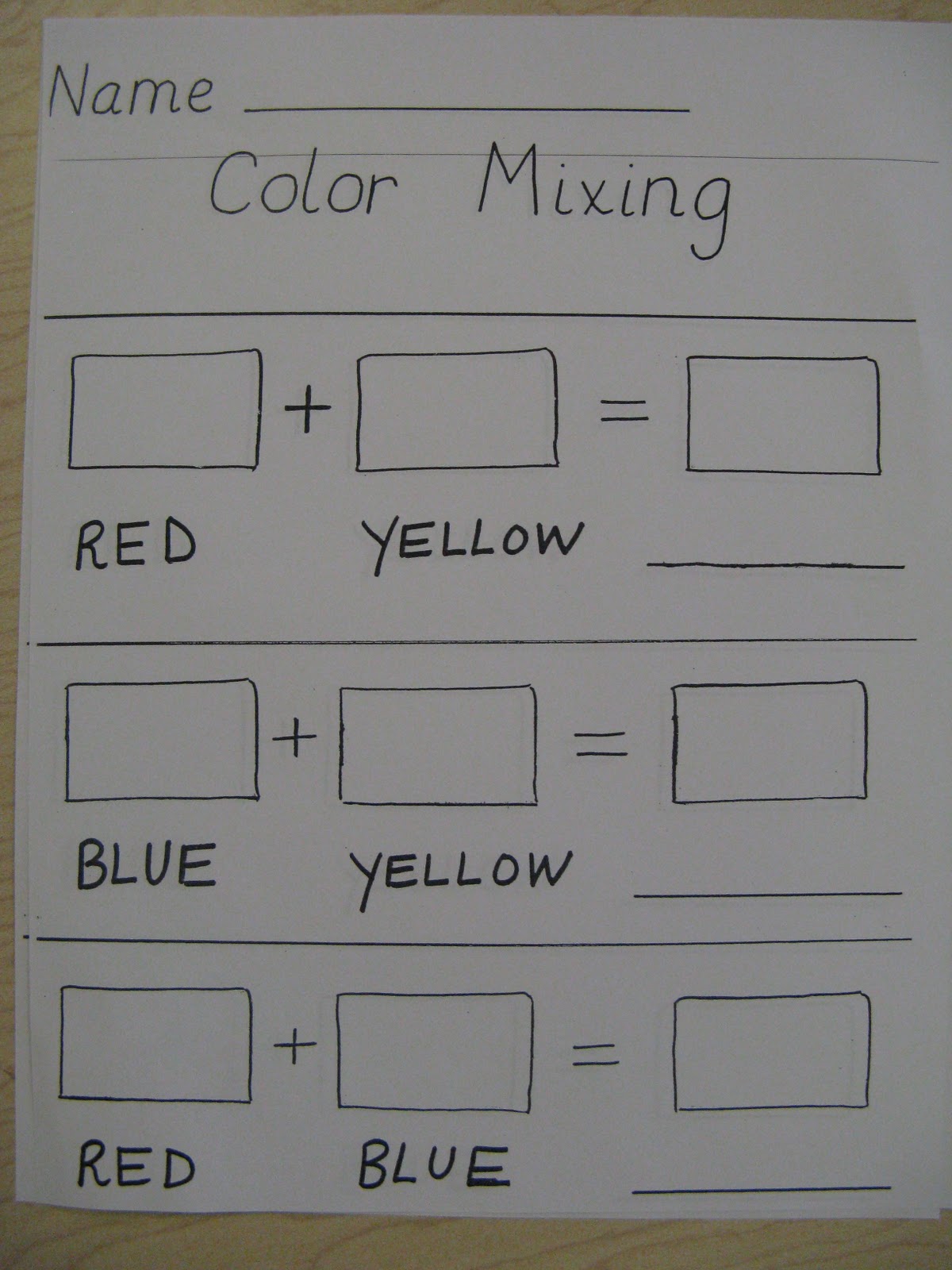 NEWS FROM THE PRE-K "A" PAD: COLOR MIXING SEATWORK