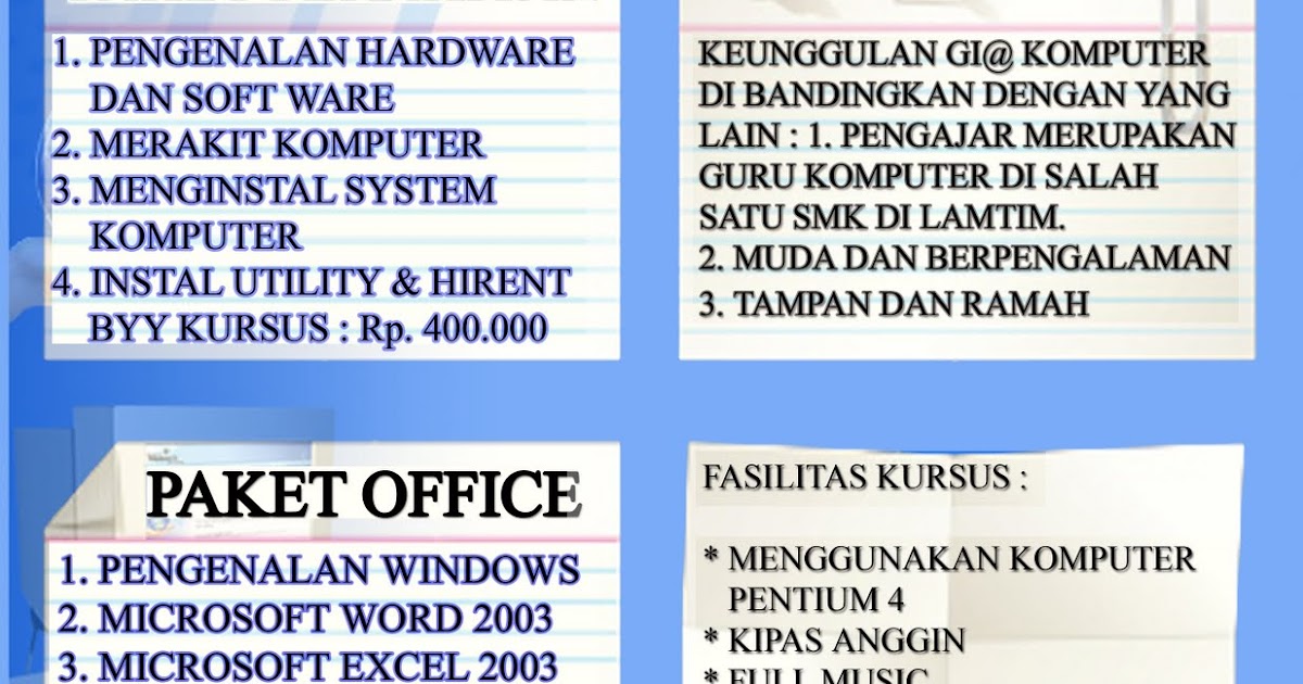.: BROSUR KURSUS KOMPUTER