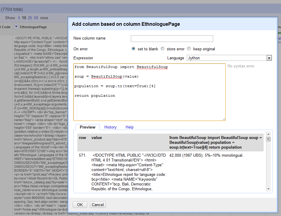 Google Refine and easier HTML parsing