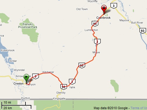 Our GearUp4CF 2010 Rider's Journal: Day 7 - Creston to Cranbrook