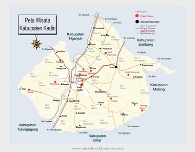Tourism Indonesia: Peta Kabupaten Kediri, Jawa Timur