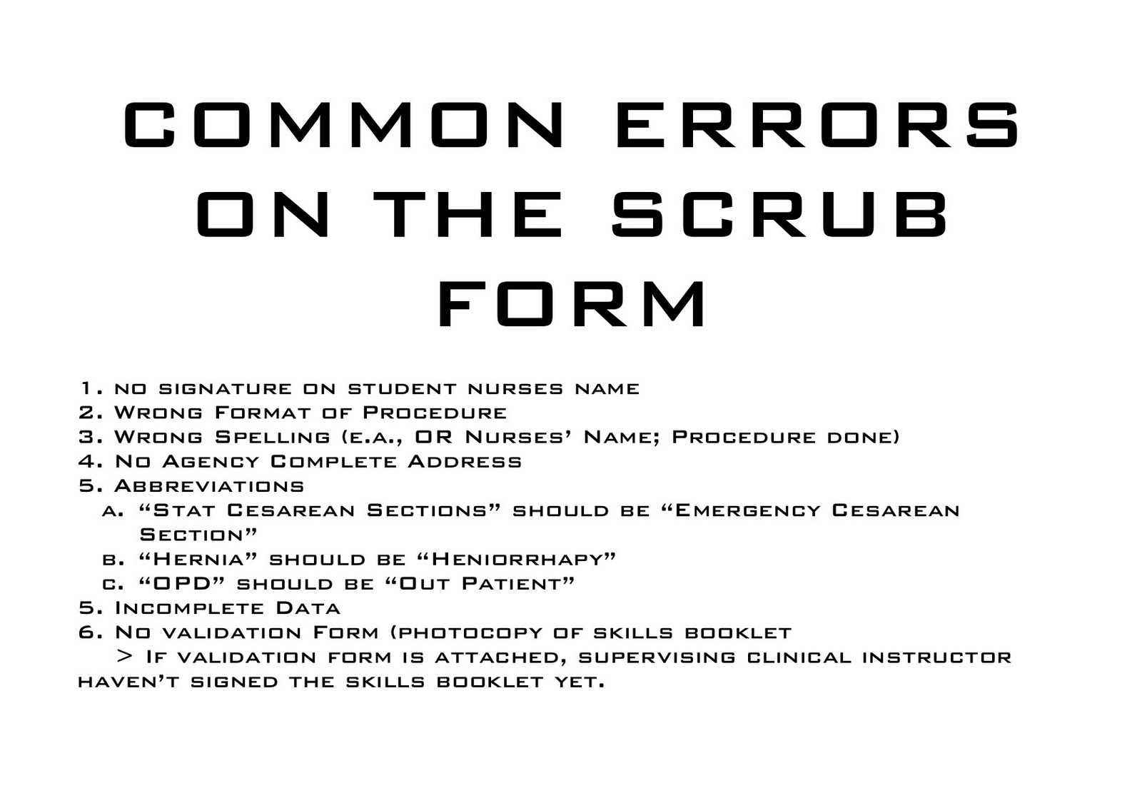 iCONS 2011 Official Blogspace: Common Scrub Form Errors