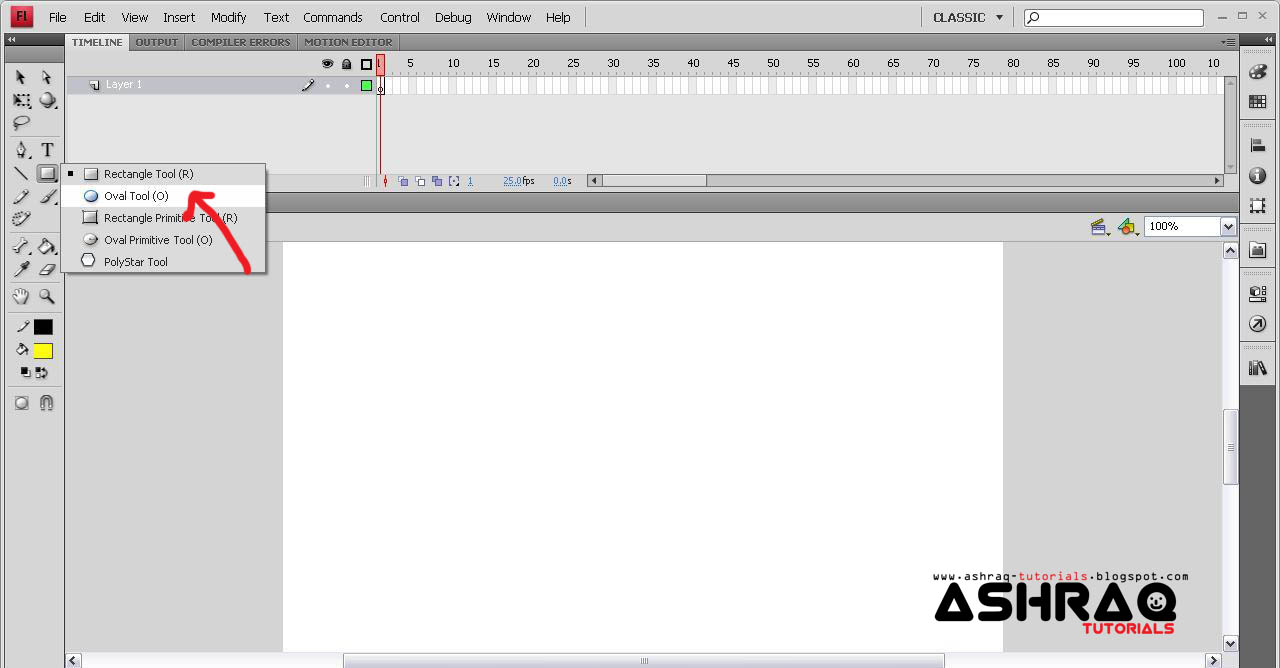 Tutorial Adobe Flash Dalam Bahasa Melayu...: Membuat animasi Shape Tween menggunakan Adobe Flash CS4