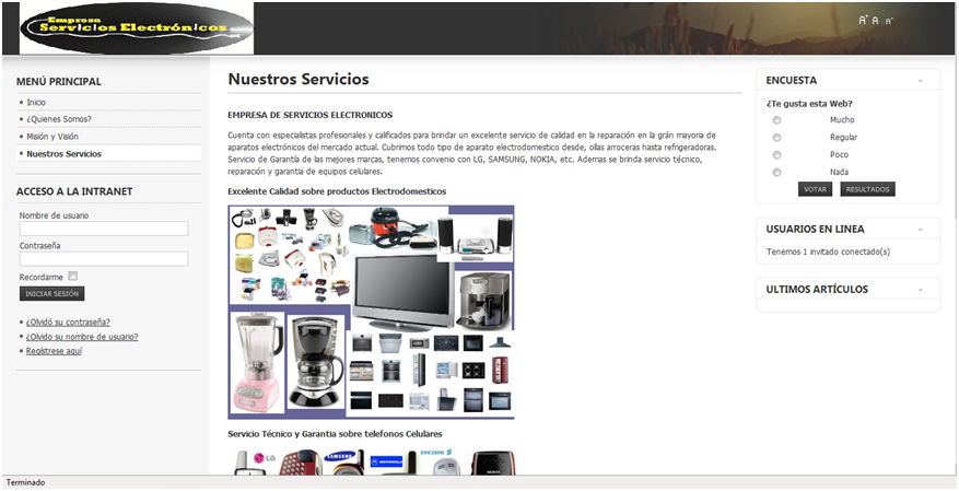 SiG: Empresa de Servicios Electrónicos: Implementacion de la Web ...