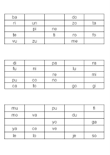 BREAL-Dislexia: Bingo de sílabas directas en letra de imprenta