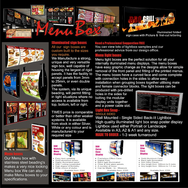 TIMES Design: MENU BOX / RETAIL SIGNS
