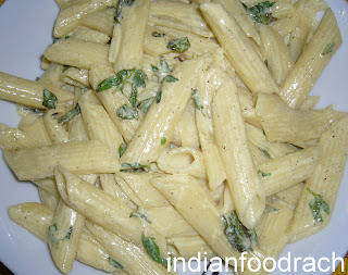 INDIAN FOOD: Creamy Penne rigate pasta (Healthy version)