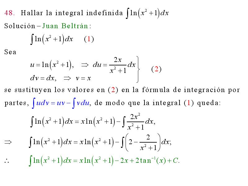 Integral indefinida. Integración por partes. EC7_Miscelánea7_48 ...