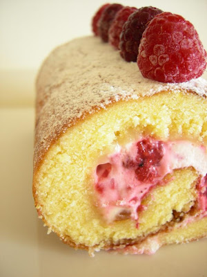 KITCHEN MUSINGS: Lemon-raspberry roulade and Coffee cream puffs