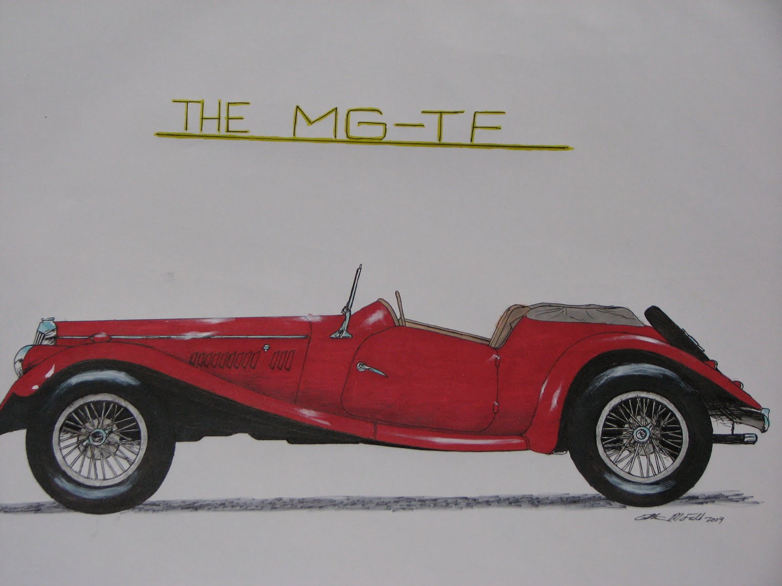 Classic Wheels On Steel Images: MG-TF DRAWING / ART