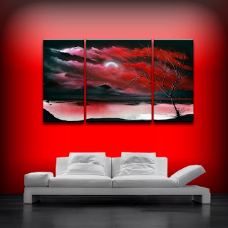 Red original fine art paintings by Dapore: Red landscape painting 3 ...