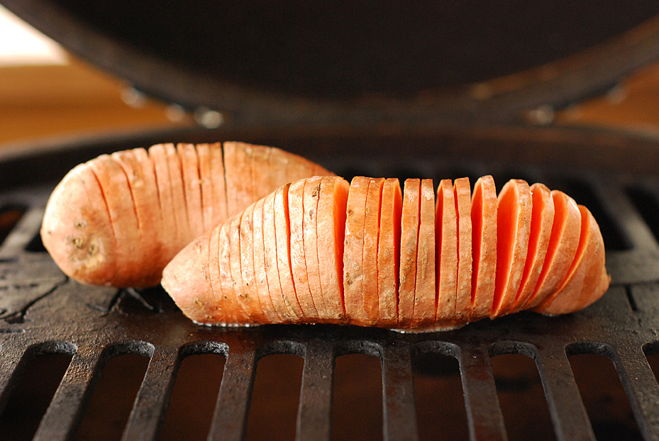 Fire Roasted Hassleback Sweet Potatoes