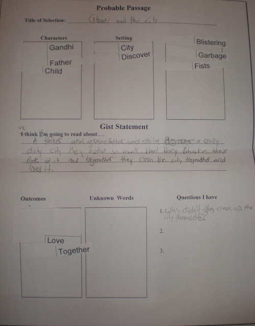 Demonstration Classroom Sharing: Pre-Reading Strategies: PROBABLE PASSAGE