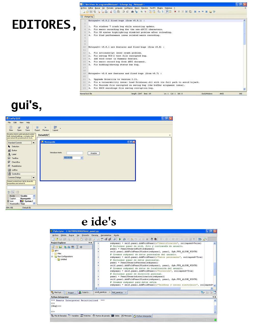 El viaje del navegante: Herramientas (IDE, GUI, EDITOR) para ...