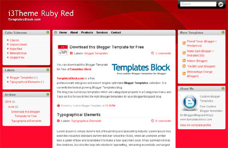 Free Ruby Red White Web2.0 Blogger Template