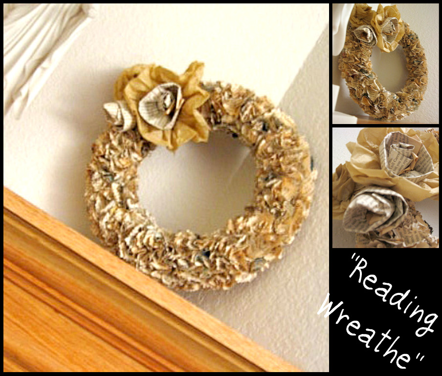 (the reading wreathe in action on my mom's mantel)