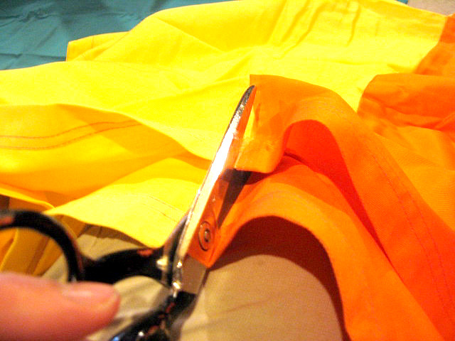 So, I started by cutting the yellow portion off of the multicolored ...