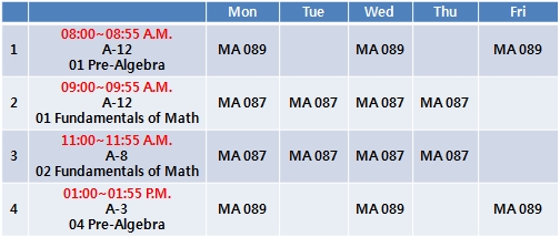 Sean's Math Page: Class Hours / Schedule - Spring 2011