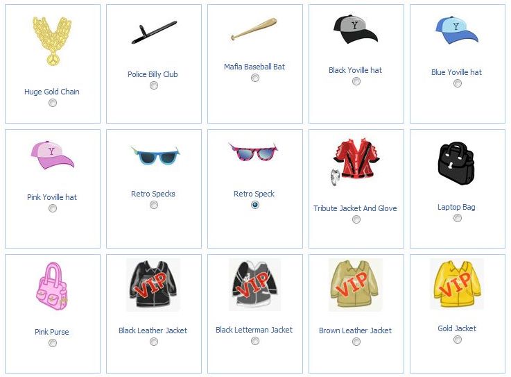 YOVILLE RARE ITEM PICTURES: YOVILLE All RARE Item Pictures in yoville