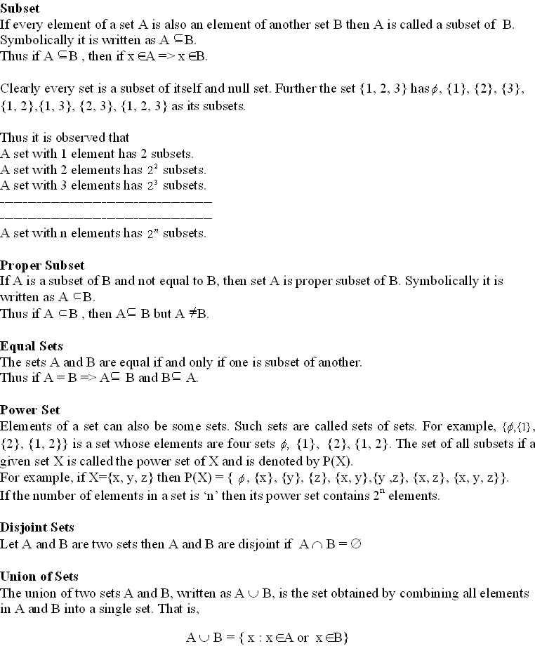 Mathematics Queries: About Set theory