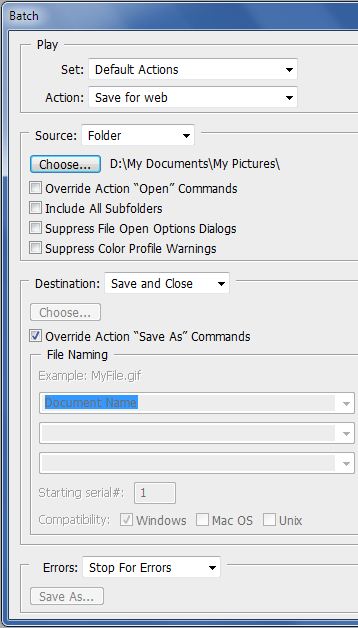 Batch Save For Web Photoshop CS3 COMPUTER STUFF Batch Save For Web Photoshop CS3 COMPUTER STUFF