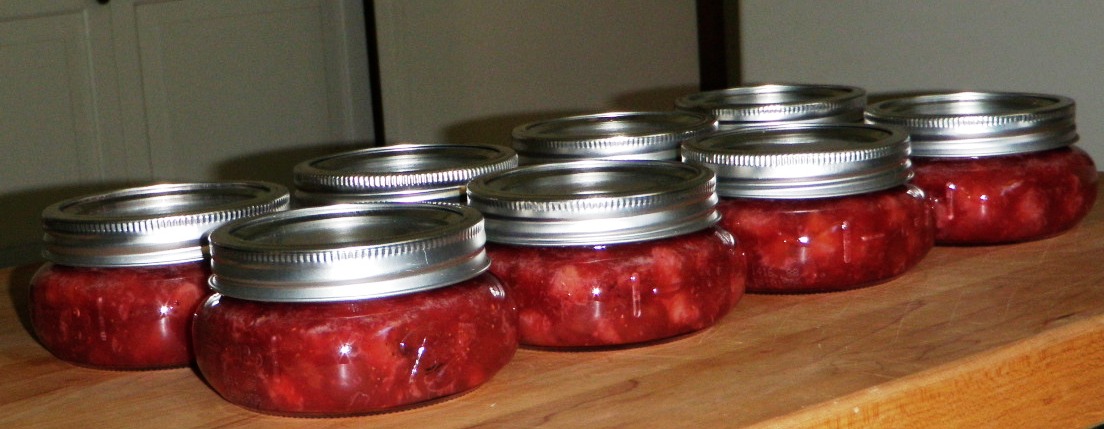 Sandra's Alaska Recipes: SANDRA'S HOMEMADE STRAWBERRY-RHUBARB-BANANA JAM