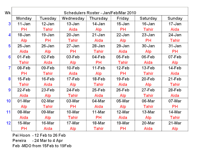 Welcome: Scheduling Roster