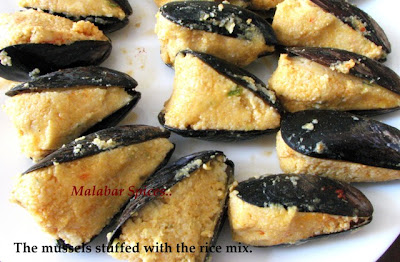Malabar Spices...: Kadukka Nirachathu (Arikadukka) /Stuffed Mussels