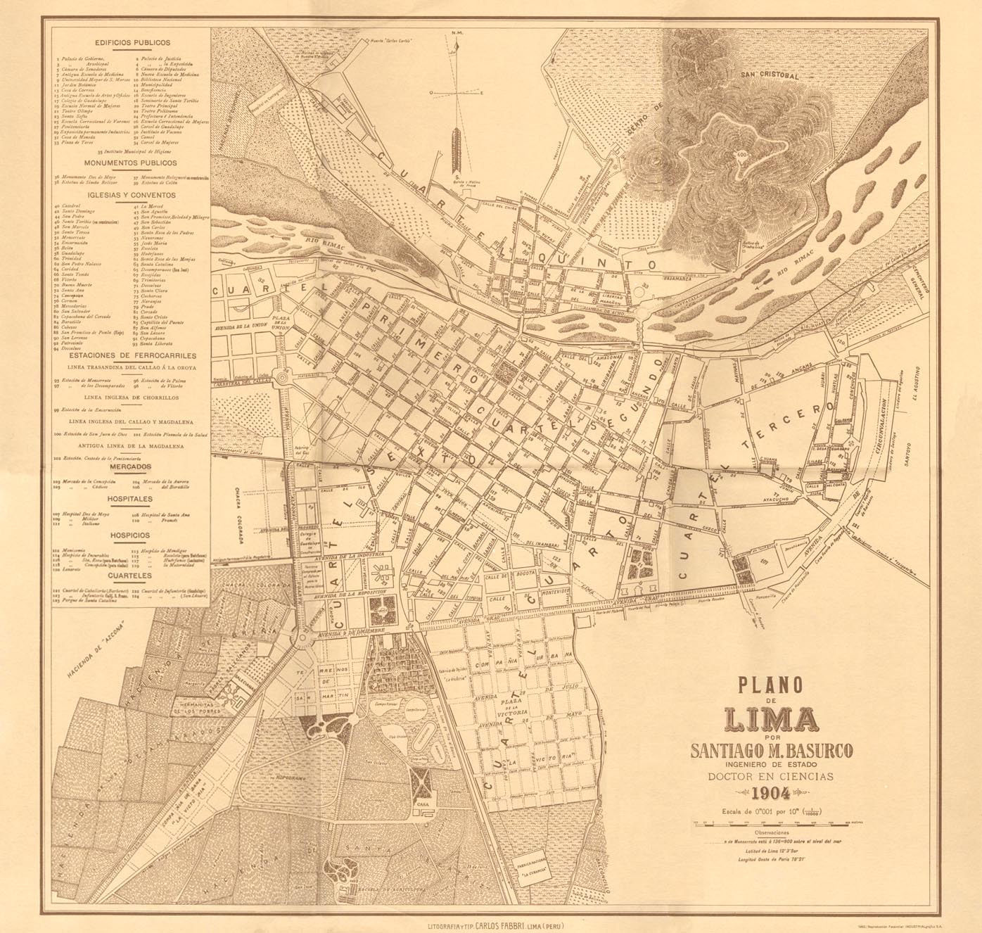 Planos de Lima Antigua: Plano de Lima - Año 1904 Santiago M. Basurco