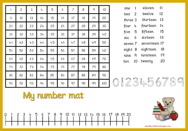 Debbie's Resource Cupboard: Number mat