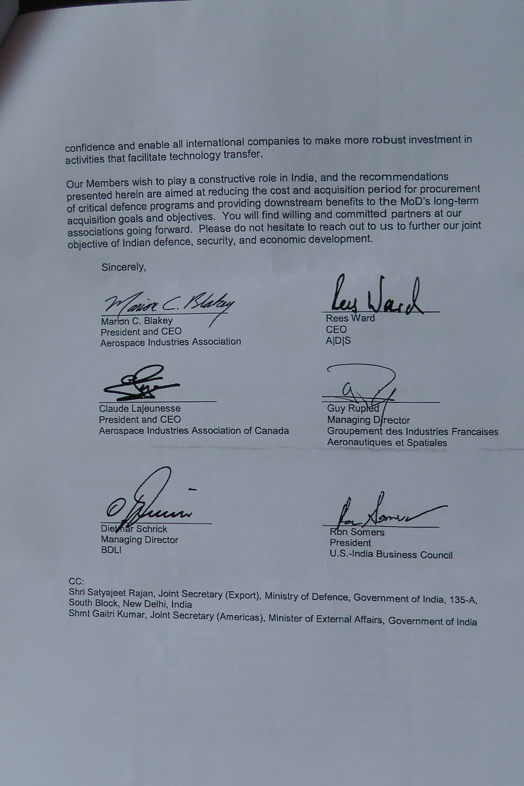 Letter from global arms vendors to Indian MoD - Broadsword by Ajai ...