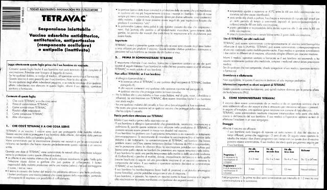 Tetravac - Vaccino adsorbito antidifterico, antitetanico ...