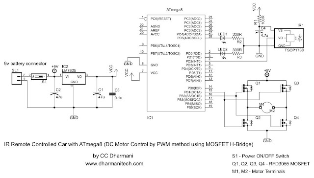 Çувєя Gнσѕтz: IR Remote Controlled Car (PWM motor control using ATmega8) Çувєя Gнσѕтz: IR Remote Controlled Car (PWM motor control using ATmega8)