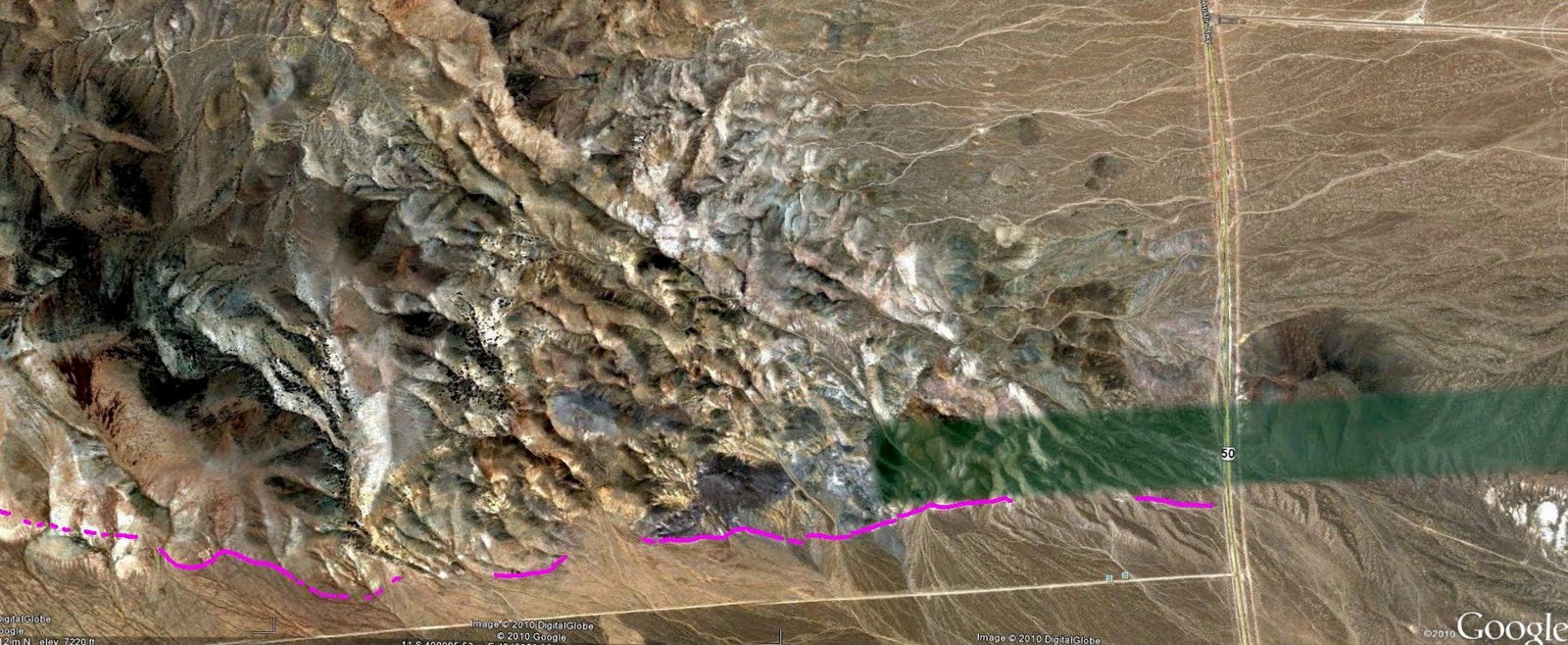Looking For Detachment: Friday Fault Photo: Fairview Peak, NV, Fault Line