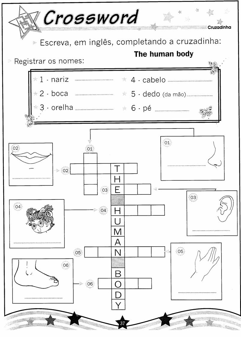 Atividades de Inglês: Parts body (Partes do corpo humano)