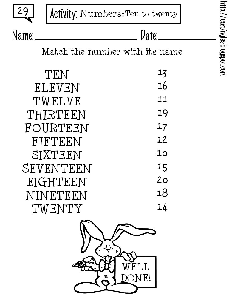 Atividades de Inglês: Numbers (números)