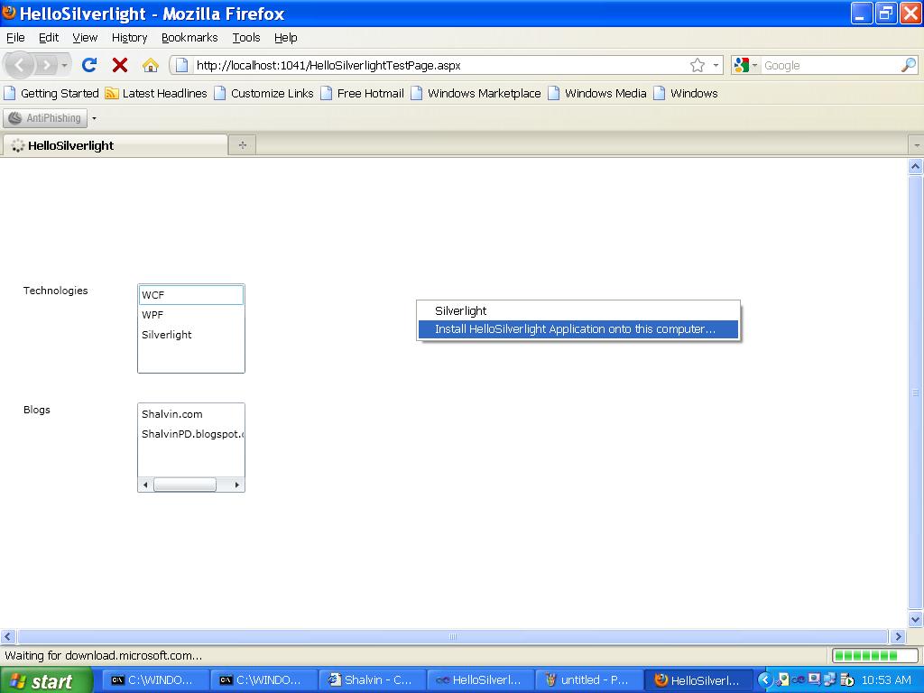 Shalvin Angular And Microsoft Blogs Silverlight Out Of Browser Application